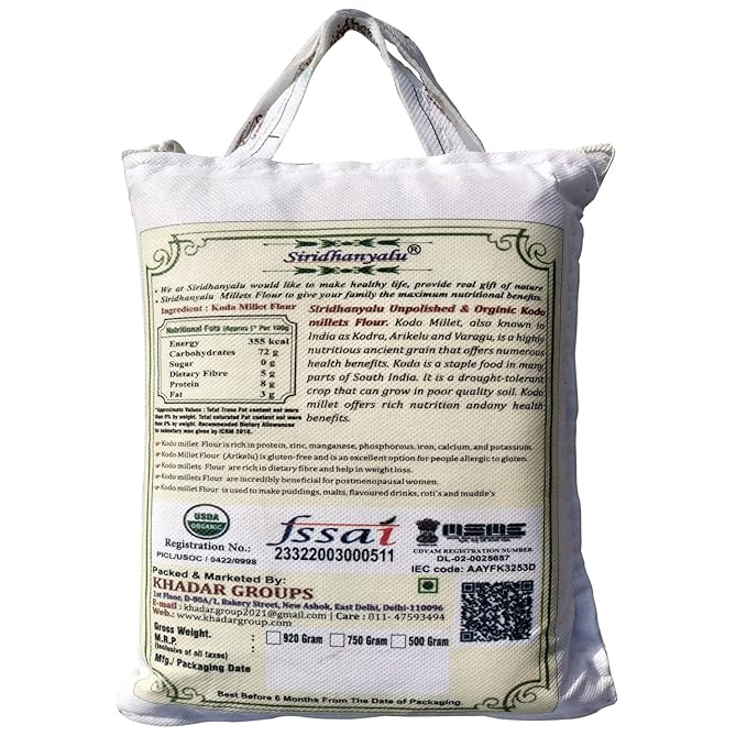 Kodra Atta (Unpolished & Organic) | Gluten Free Kodo Millet Flour ...