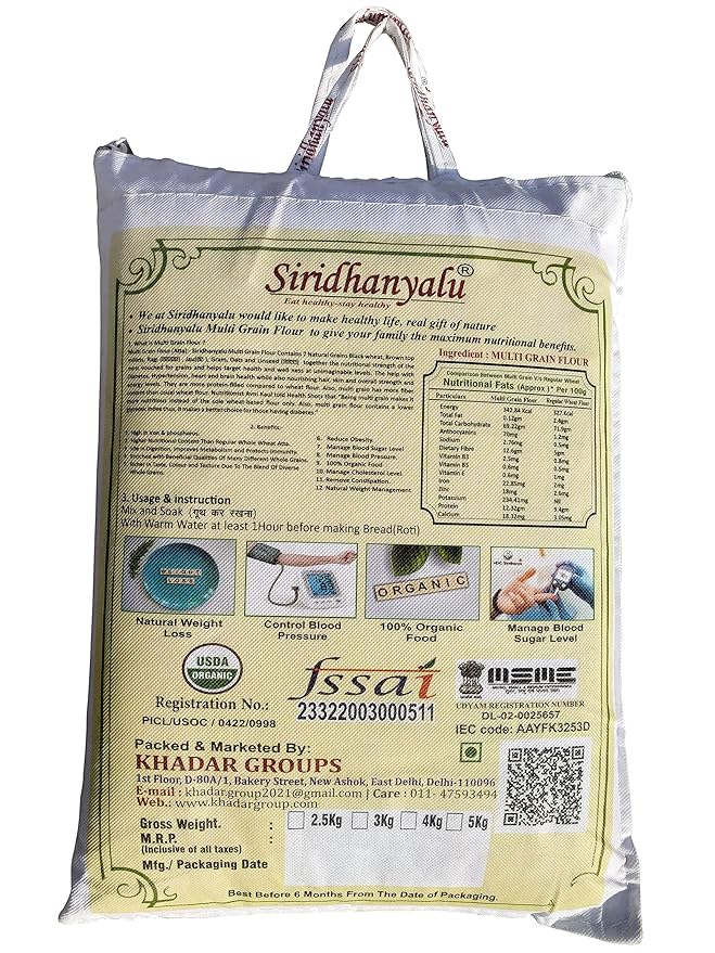 Multigrain Mixed Millet Flour (Atta) Gwt 2.5Kg | Siridhanya Nature's ...